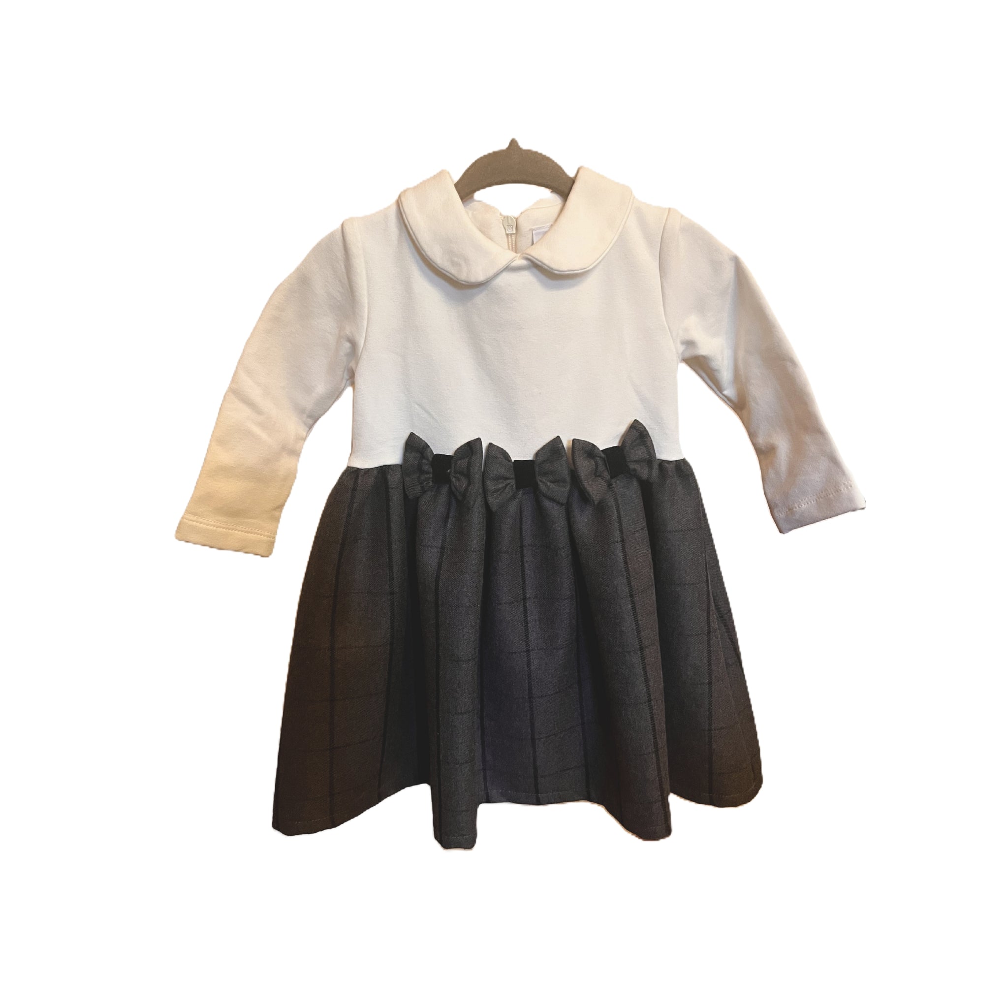 Baroni Firenze Grey Check Bow Jersey Dress - SIZE 12 mths, 3Y, 4Y – Winkel